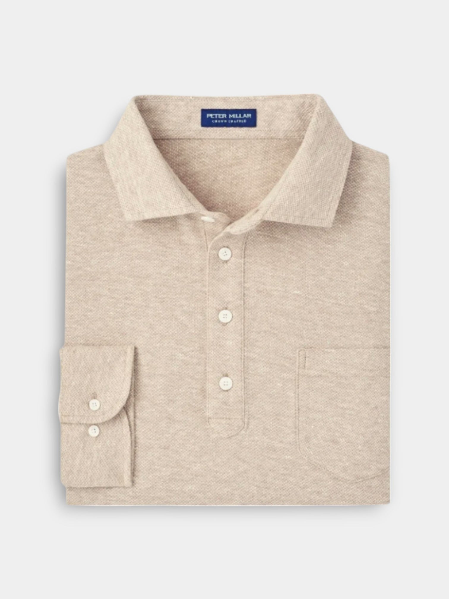 Peter Millar Croxley Long-Sleeve Polo - Truffle – John Hyatt Clothing