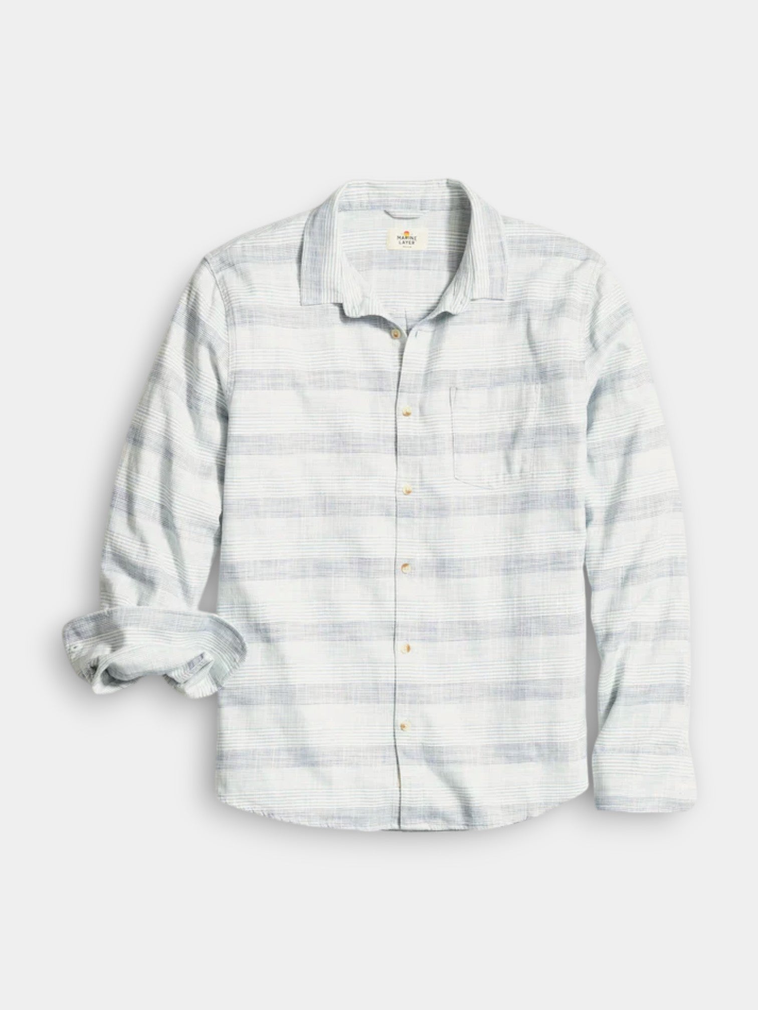 Marine Layer Stretch Selvage Long Sleeve Shirt - Blue Baja Stripe ...