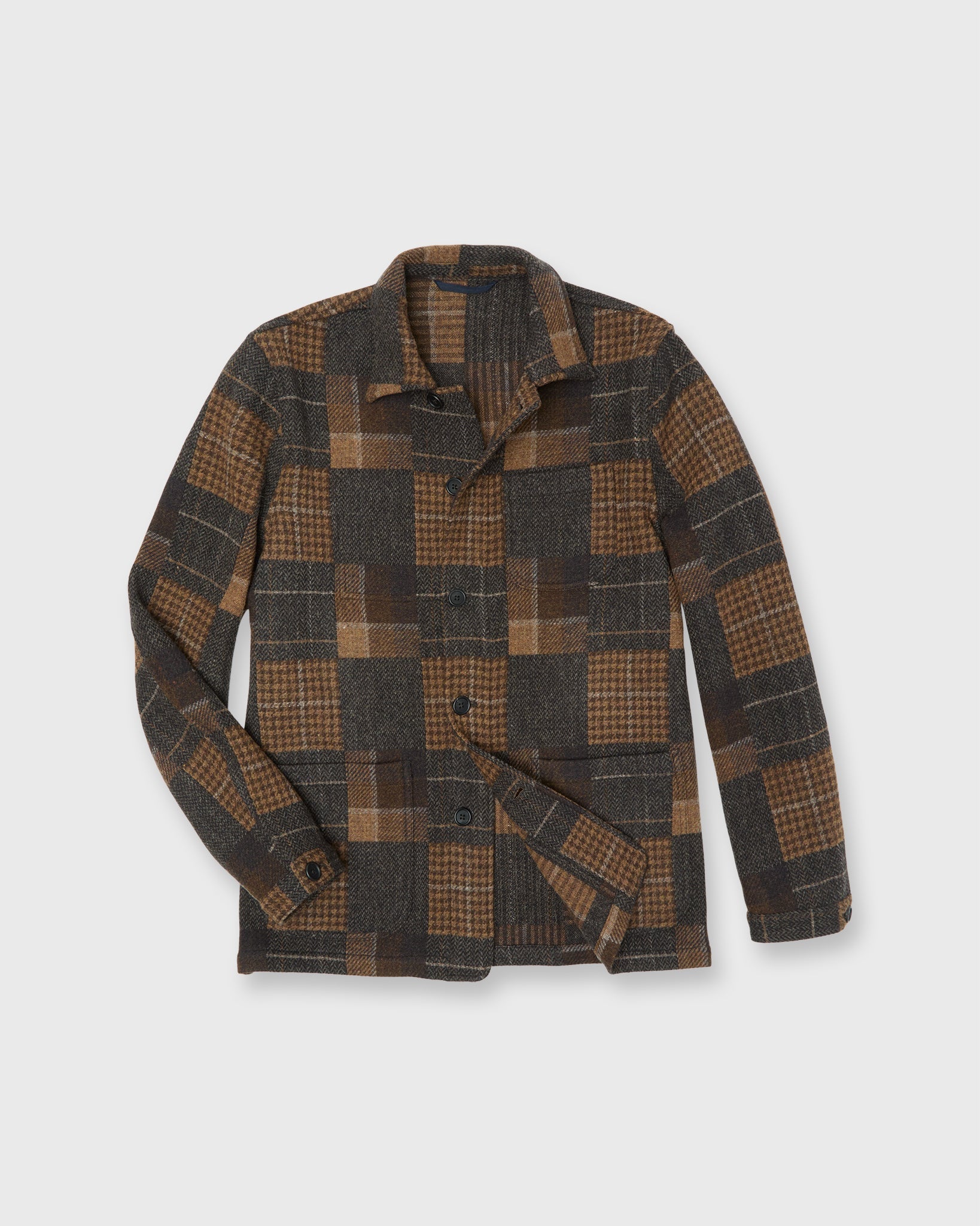 Sid Mashburn Chore Jacket - Brown Wool Patchwork – John Hyatt Clothing