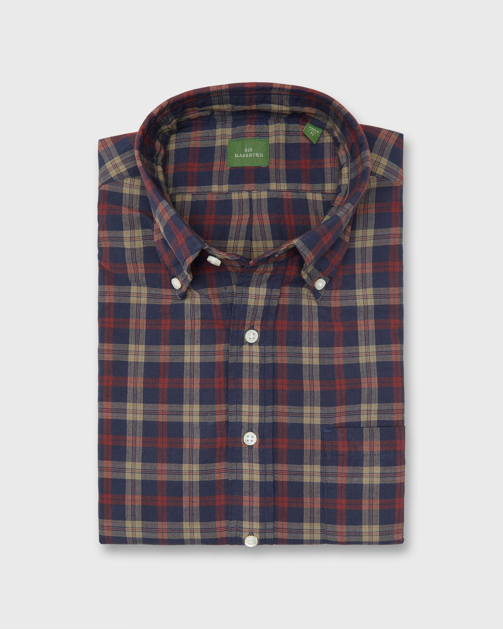 Sid Mashburn Button-Down Sport Shirt - Navy/Maple/Khaki Madras – John ...